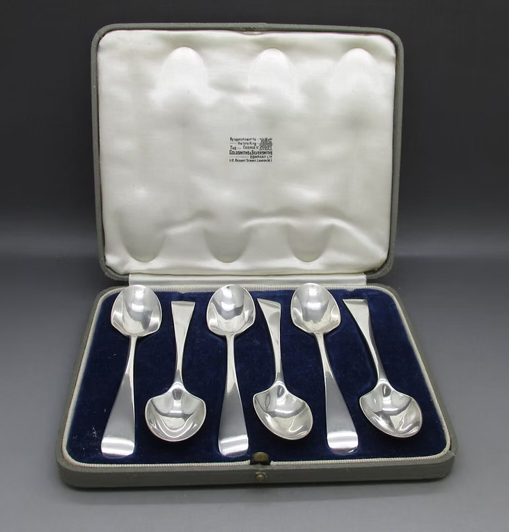 1903 EGG SPOONS EDWARDIAN SUPERB CASED SET 6 HALLMARKED SILVER 115 ...