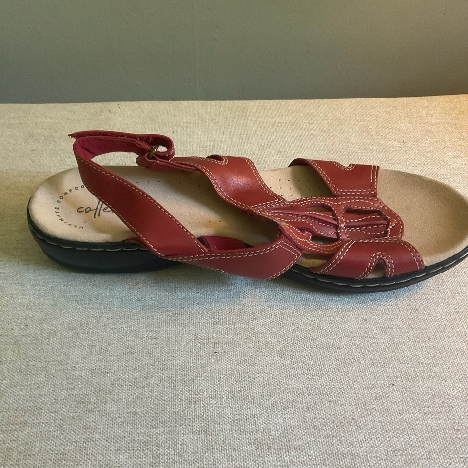 Clarks Collection 22545 Red Casual Slingback Sandals Womens Size 9.5 M ...