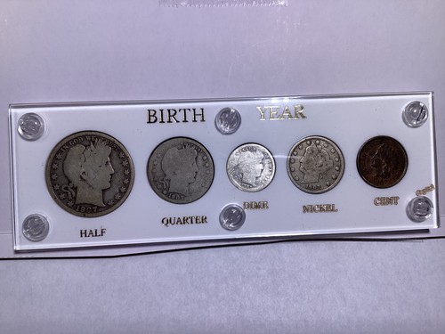 1907-Birth Year Set 5-Coins w/Silver Half, Quarter, Dime Capital ...