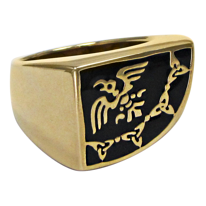 Large Bronze Raven Signet Ring - Odin Banner Norse Viking God Asatru ...