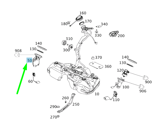 MERCEDES-BENZ C W204 Right Side Fuel Tank Auxiliary Pump A2044700794 ...