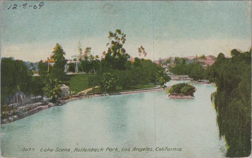 Lake Scene Hollenbeck Park Los Angeles CA California c1910s Postcard ...