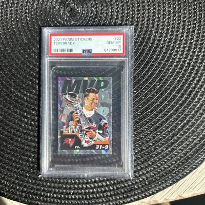 TOM BRADY 2021 Panini Stickers #22. RARE PSA 10. Super Bowl MVP sticker ...