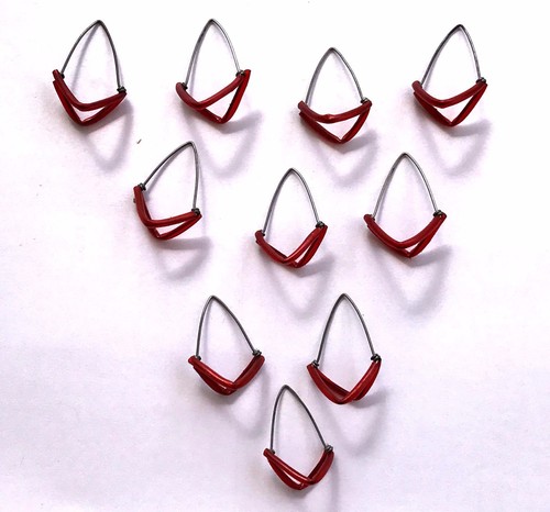 10 Thin Wire Red Plastic Wrapped Metal Sitar Mizrab Handmade Plectrum ...