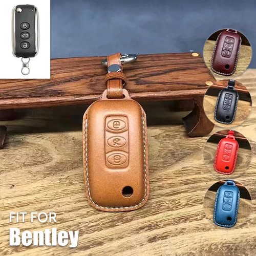 Handmade Leather Key Fob Case Cover Fit for Bentley Continental GT GTC ...