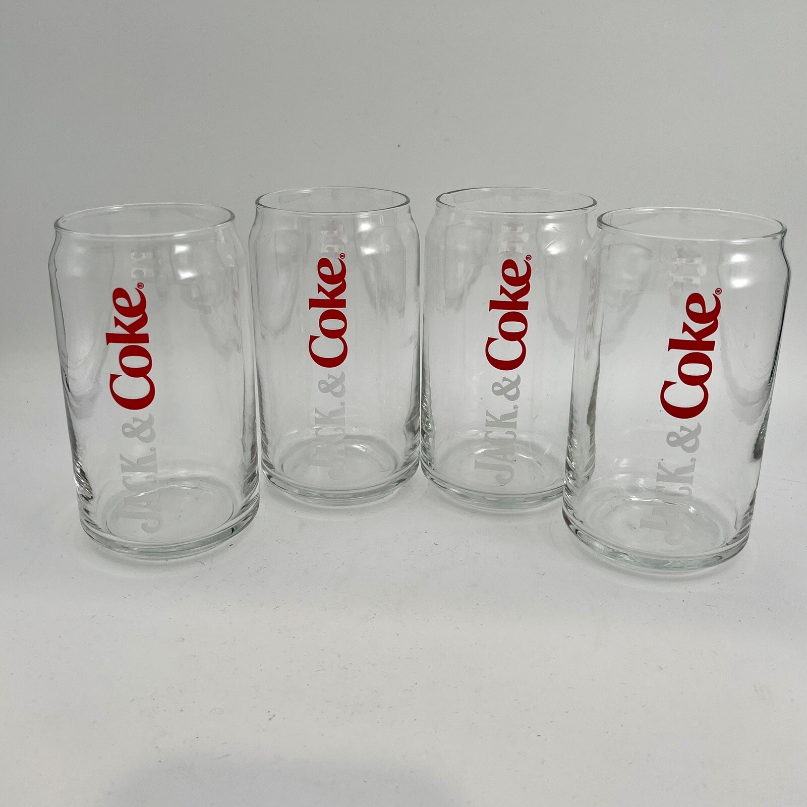 4 X Jack & Coke Glass Barware Jack Daniels and Coca Cola 16 oz Glasses ...