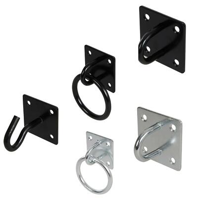 GALVANISED/BLACK STEEL STAPLE HOOK RING EYE PLATE Cable Rope Chain Boat ...