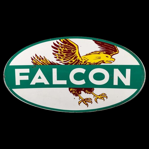 PORCELAIN FALCON ENAMEL SIGN 42 INCHES DOUBLE SIDED | eBay