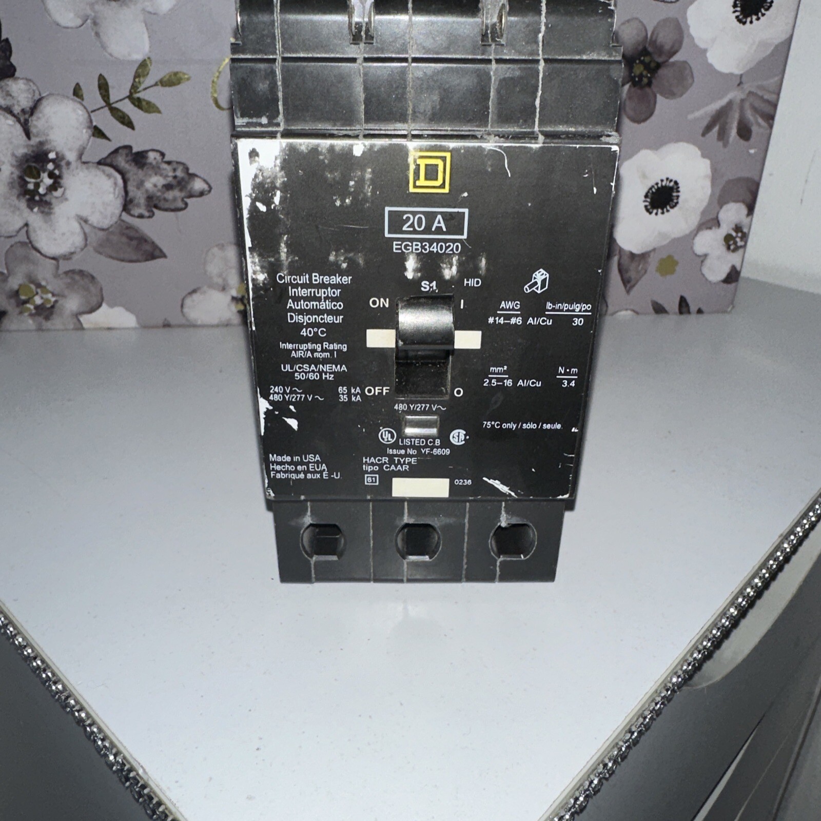 Square D EGB34020 Bolt-On Circuit Breaker 20A 480Y/277V 3P 3PH EGB 20 AMP 3 Pole | eBay