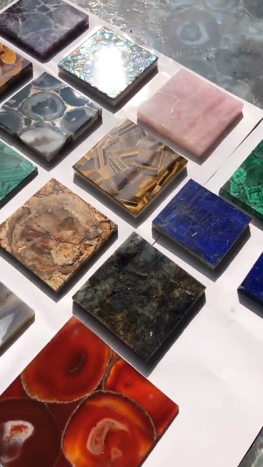 Lapis Lazuli Stone Floral Coffee Table - Handmade Gemstone Table for ...