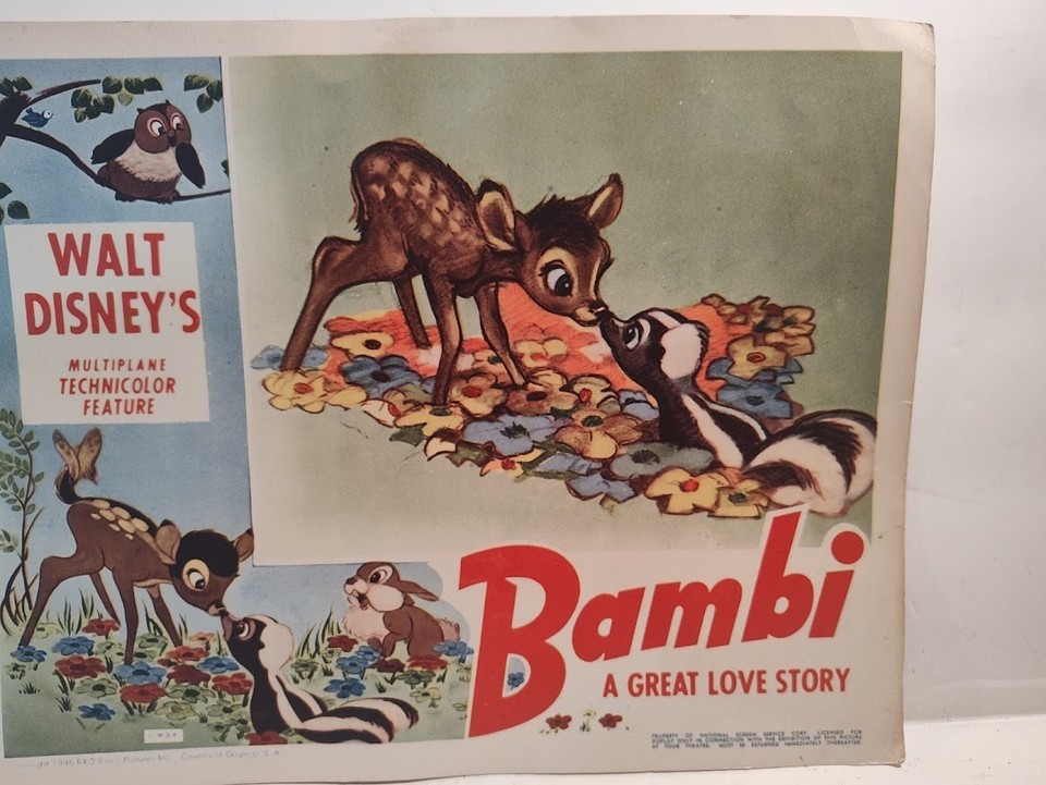 Original 1946 Walt Disney BAMBI RKO Radio Pictures Inc Movie Theatre ...