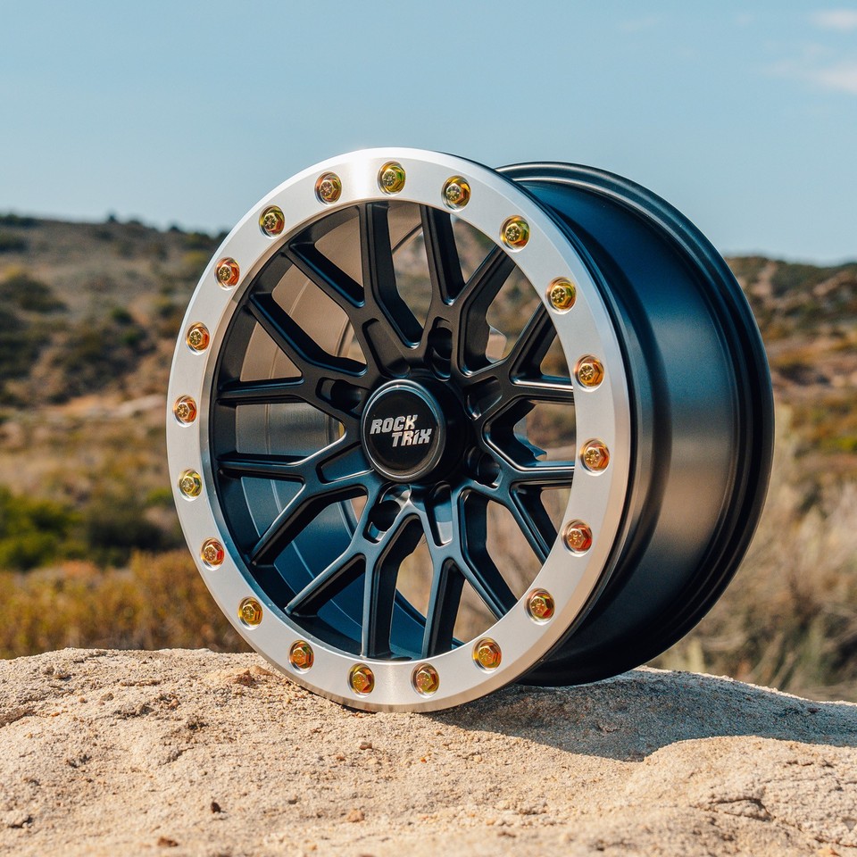 4pcs 15" RockTrix RT104BL Beadlock ATV UTV Wheels Rims 15x7, 4x156, 4+3 ...