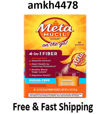 1 Box of 30 Packets: METAMUCIL 4 in 1 Fiber On the Go ORANGE Exp. 01/26 ...
