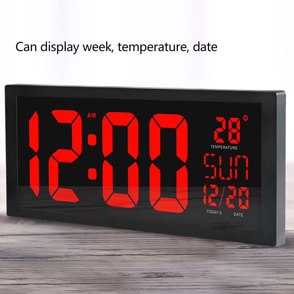 Big Digital Clock Wall Mount Large Numbers LED Display Day Date ...