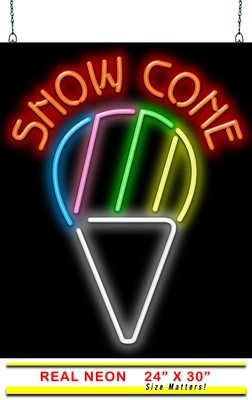 Snow Cone Neon Sign Jantec 24" x 30" Fairgrounds Street Vendor Carnival ...