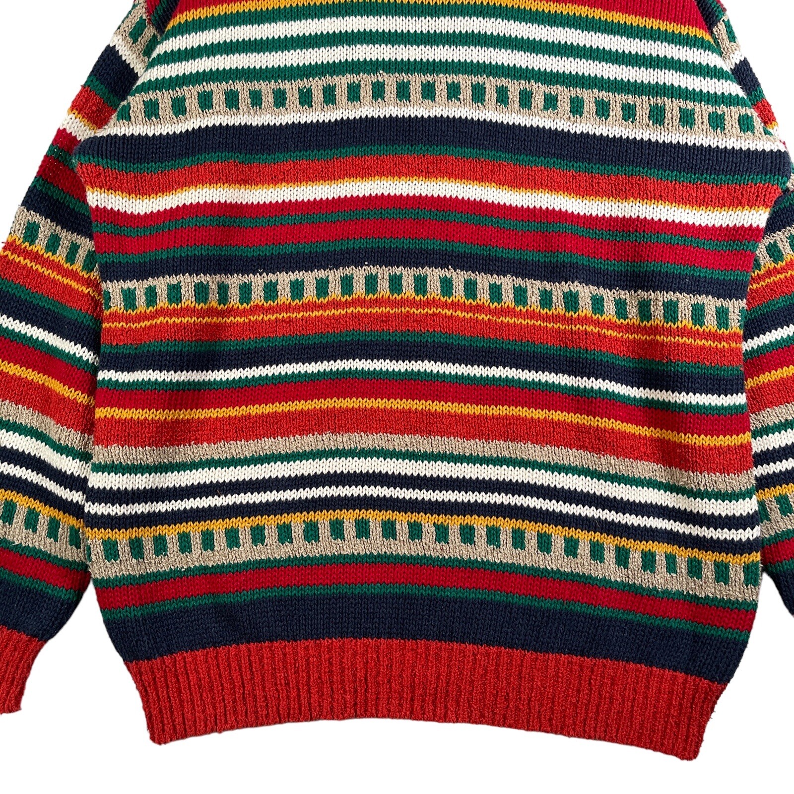 Vintage Bob & Chris Mens Sweater Size XL Red Stripe Crew Neck Oversized ...