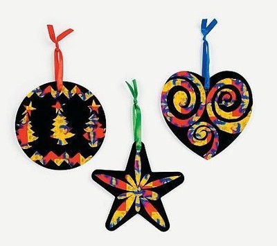 3 Scratch Art Ornaments Kit Craft Christmas Heart Star | eBay