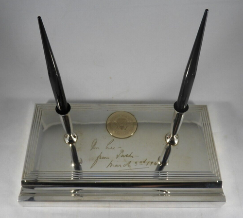 Tiffany & Co. Silver Pen Stand Presented & Engraved by President John F ...
