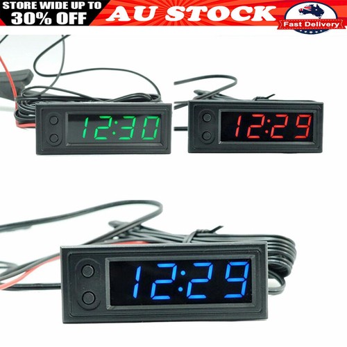 12V 3 In 1 Car Vehicle Thermometer Voltmeter Clock LED Digital Display ...