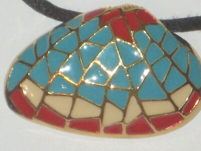 FABULOUS ENAMEL SHELL PENDANT WITH 16 BLACK CORD. | eBay