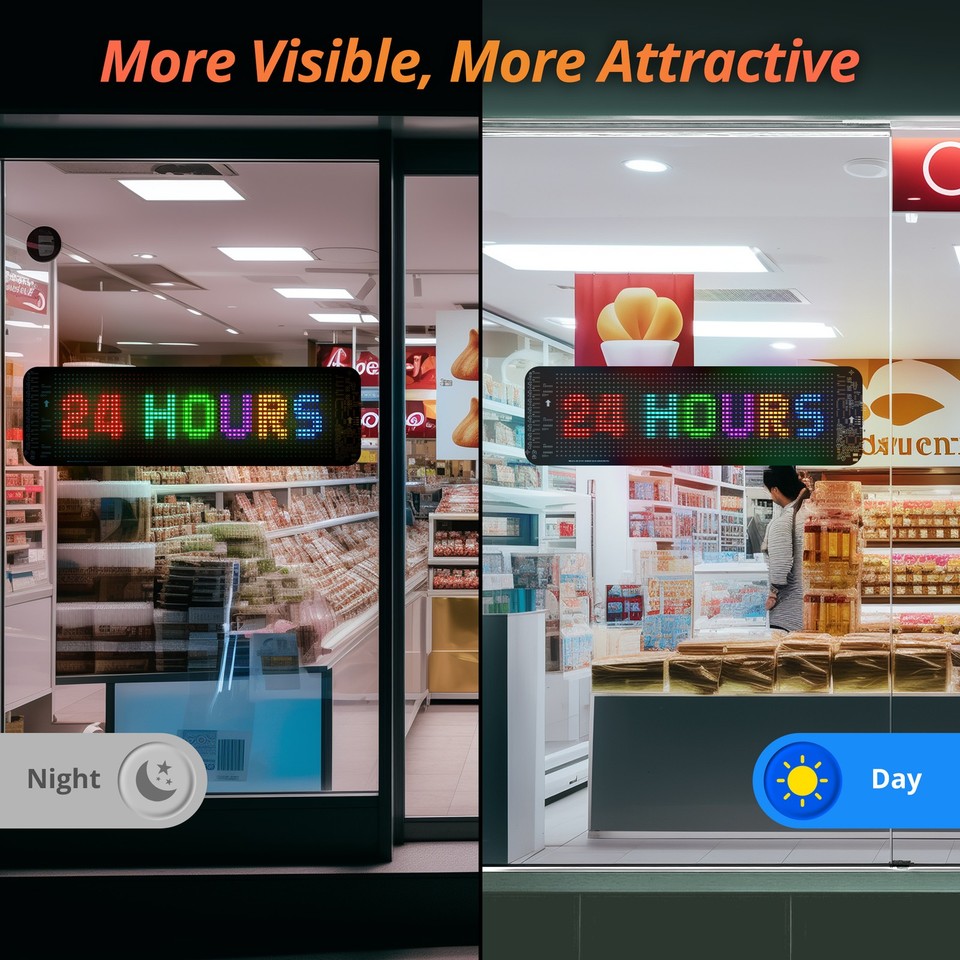 13.7x4" Scrolling Advertising LED Signs Message Display Board BT APP ...