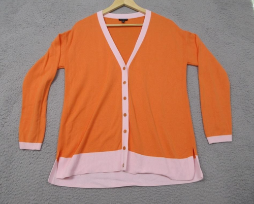 Talbots Cardigan Sweater Womens Medium Orange Pink Button Front ...