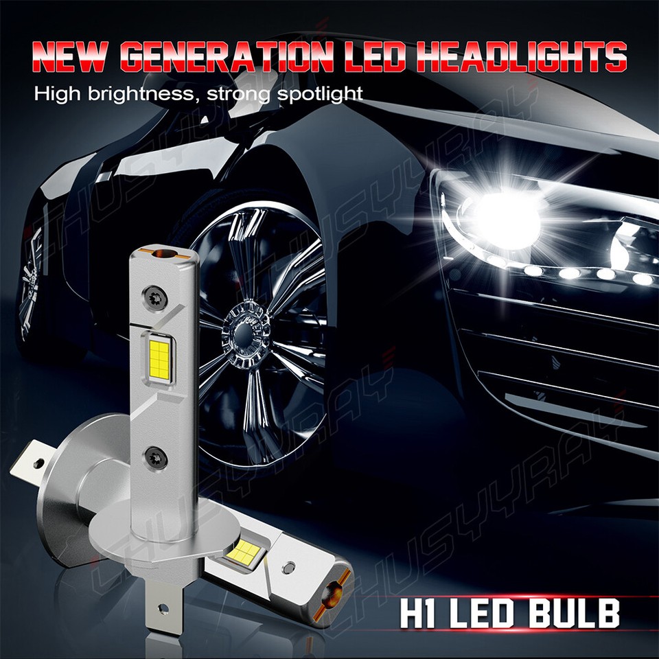 H1 6000K Super Bright White 12000LM CSP LED Headlight Bulb Kit High Low ...