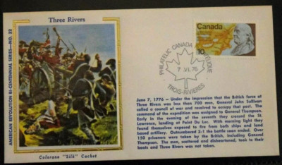 REVOLUTIONARY WAR THREE RIVERS CANADA COLORANO ARBC #32 CACHET COVER ...