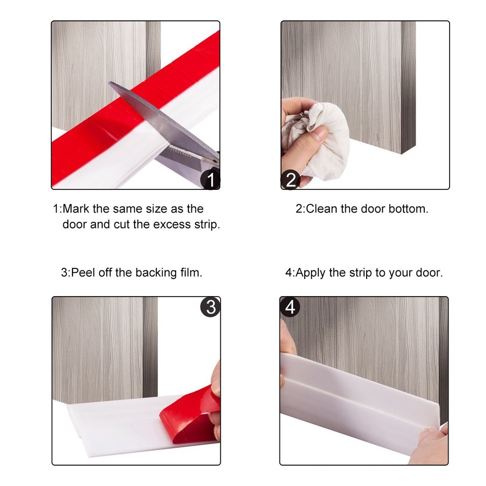 Under Door Silicone Self-Adhesive Sweep Bugs Guard Seal Draft Stopper 2 ...