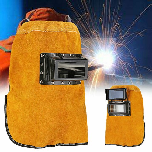 Leather Hood Welding Helmet Mask Darkening Filter Lens Welder Cap Eye ...