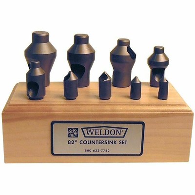 Weldon 99034-94-W-SET 9 Pc 82° HSS Zero Flute Countersink & Deburring Tool Set | eBay