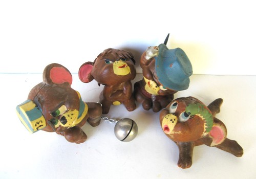 🐸 Vintage MOUSE RUBBER SQUEAK TOY Squeaky Lot of 4 Mice Small RARE ...