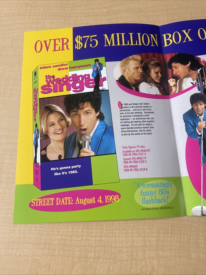 The Wedding Singer Original Press Kit Sheet 8.5x11” 1998 Adam Sandler ...