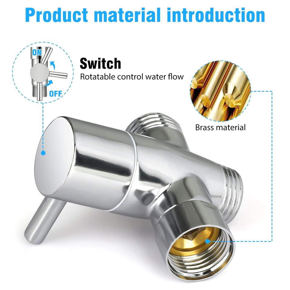 Durable 3-Way Shower Splitter Valve Brass Body 1/2in Ergonomic Water ...