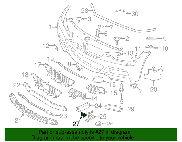 BMW OEM 12-15 328i Front Bumper Grille-outer Support Left 51647245795 ...