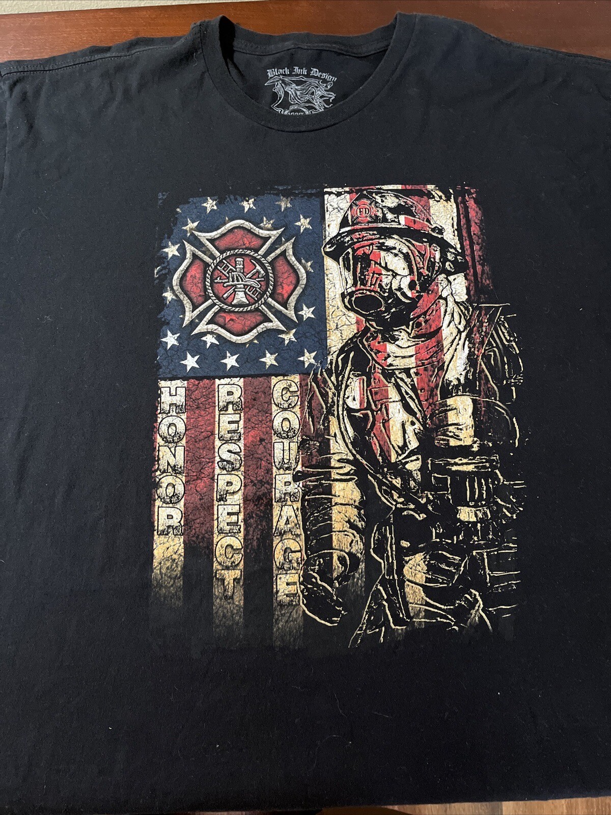 American Flag Thin Red Line Flag Firefighter T-Shirt … - Gem