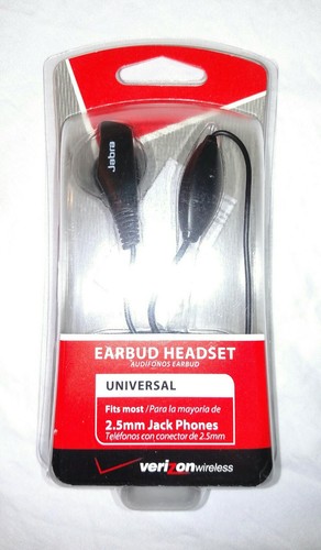Jabra Verizon Wireless Earbud Headset Black Universal 2.5mm Jack New ...