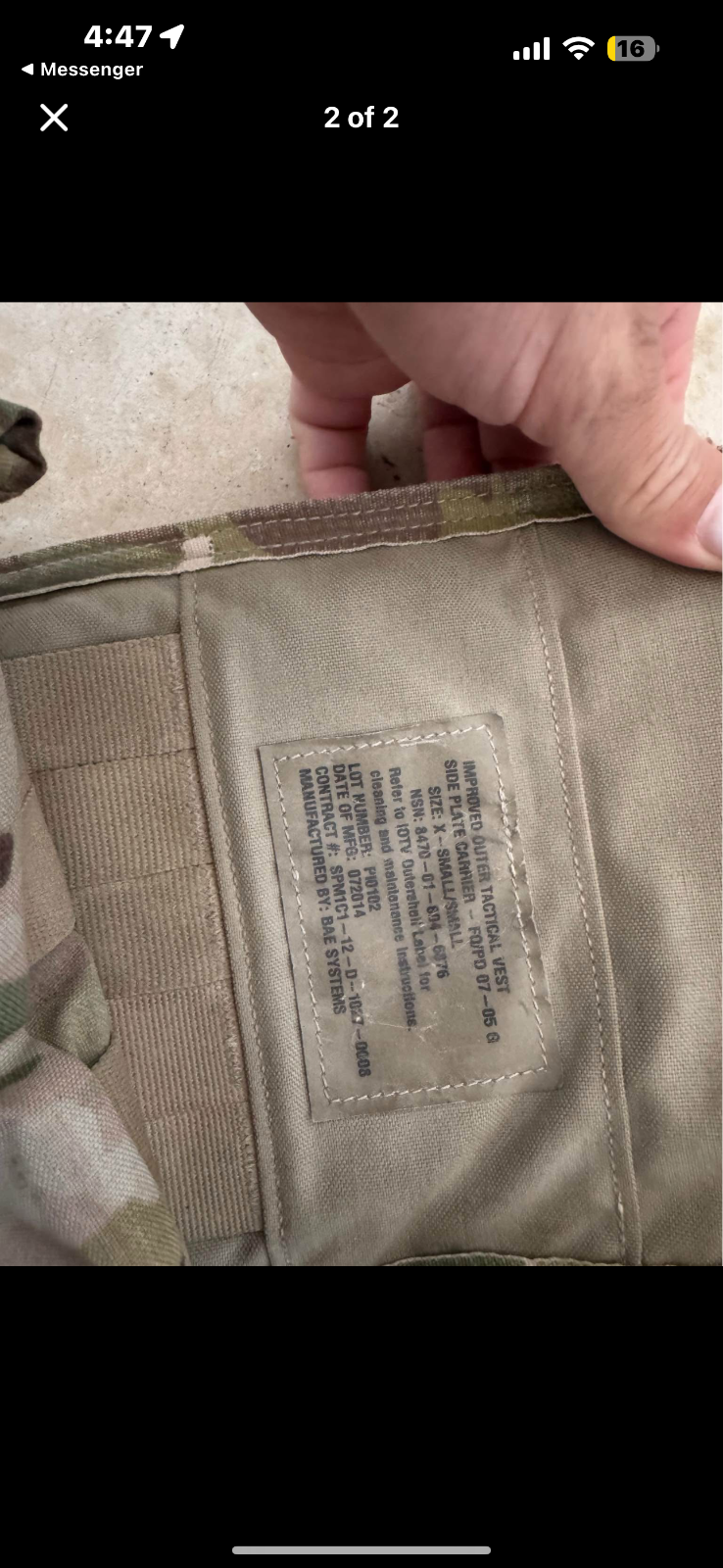 ARMY OCP MULTICAM BODY ARMOR PLATE CARRIER MADE W/KEVLAR INSERTS LARGE ...