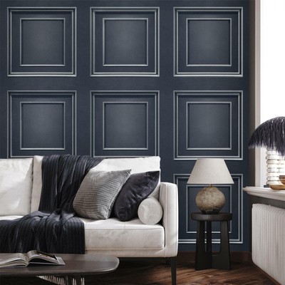 Amara Textured Wood Panel Belgravia 3D Vinyl Wallpaper 7387 Silver Dark ...