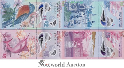 BERMUDA Set 2 - 2 5 Dollars 2024 P New Polymer Prefix A/1 Match Last 2 ...