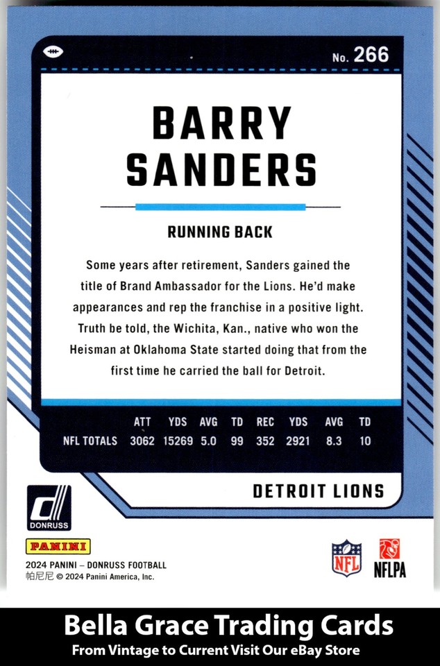 2024 Donruss Barry Sanders #266 Detroit Lions NFL Football | eBay