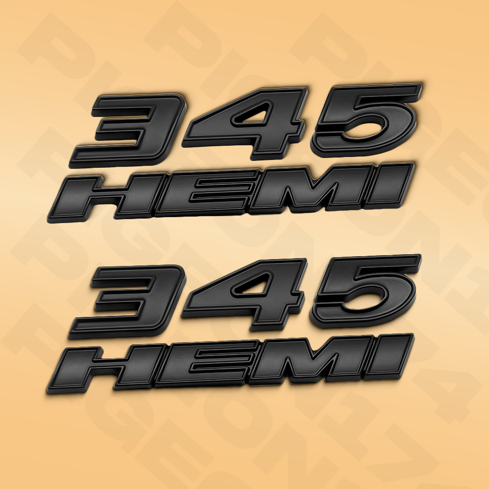 2PCS Matte Black Door Fender Badge For 345 Emblem Metal 3D Graphic Hemi ...