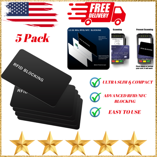 RFID Blocking Card 5 Pack – NFC Credit Card Protection, Identity Theft ...