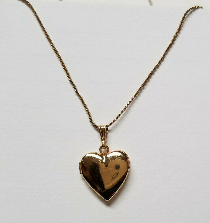12K Goldfilled Heart Locket Pendant And Necklace in O… - Gem