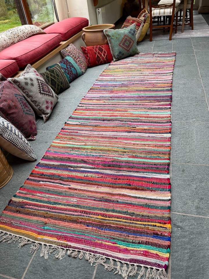 Rug Rag Rugs Multi Colour Mat Recycled Cotton Hand Woven Chindi Mats ...