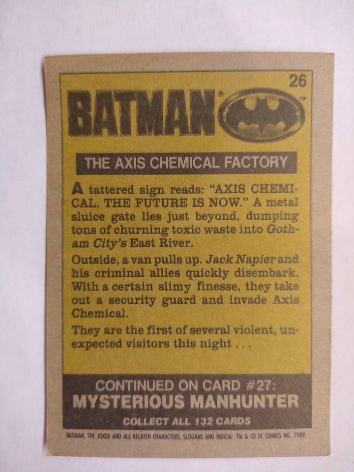 1989 Topps Batman Movie Trading Card #26 Axis Chemical NEW UNCIRCULATED ...