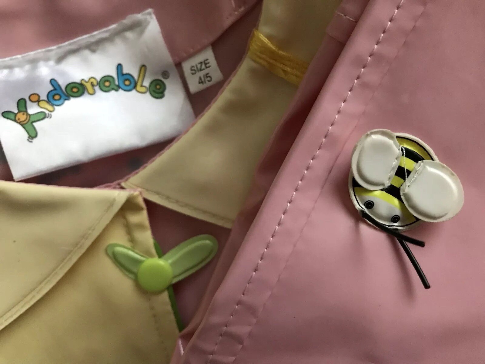 Girls Pink BUMBLE BEE Rain Coat Slicker Jacket 4/5 Kidorable Pastel ...