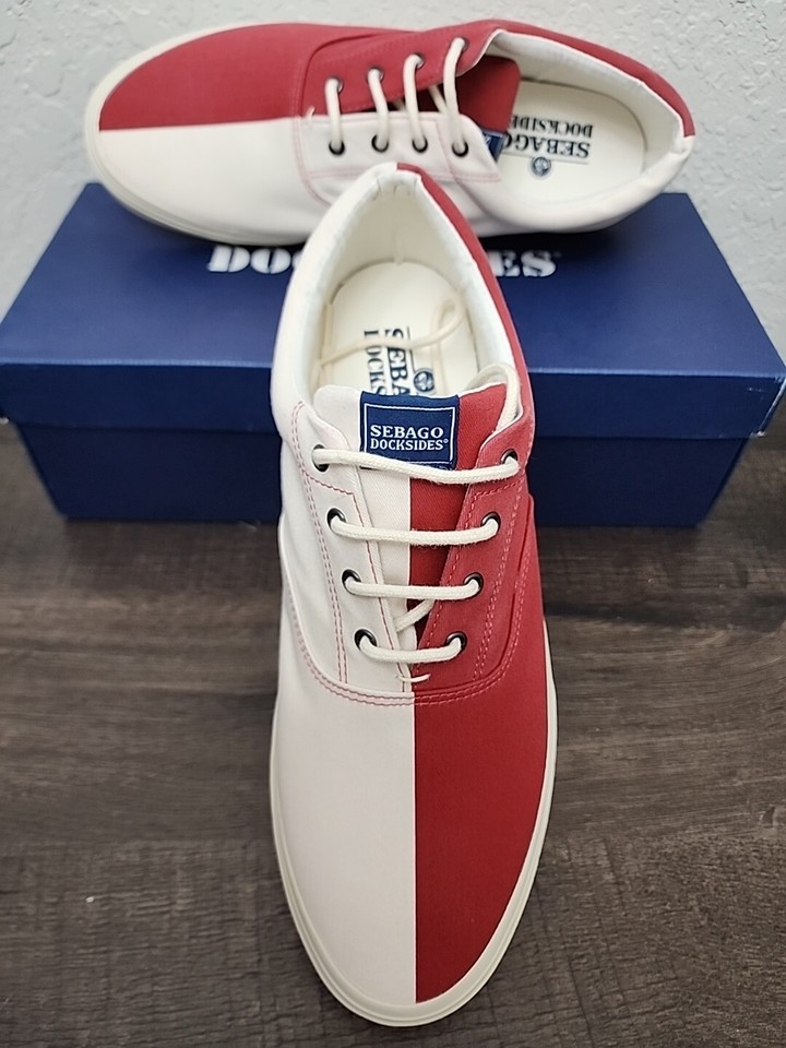 SEBAGO DOCKSIDES (John Flags Canvas Men Shoes) RED-OFFWHITE. | eBay
