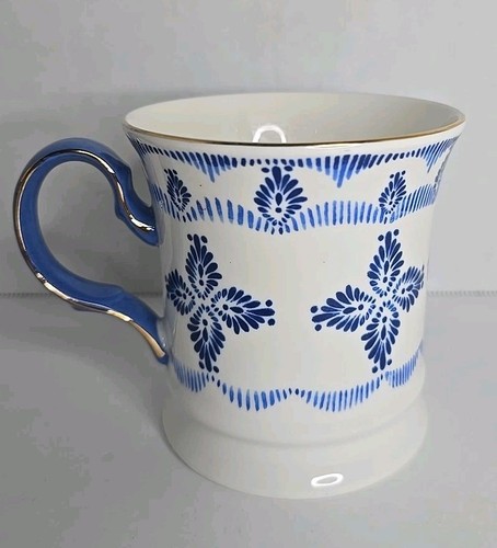 Meritage Jumbo Coffee Mug Tea Latte Cup Blue & White Gold Trim | eBay