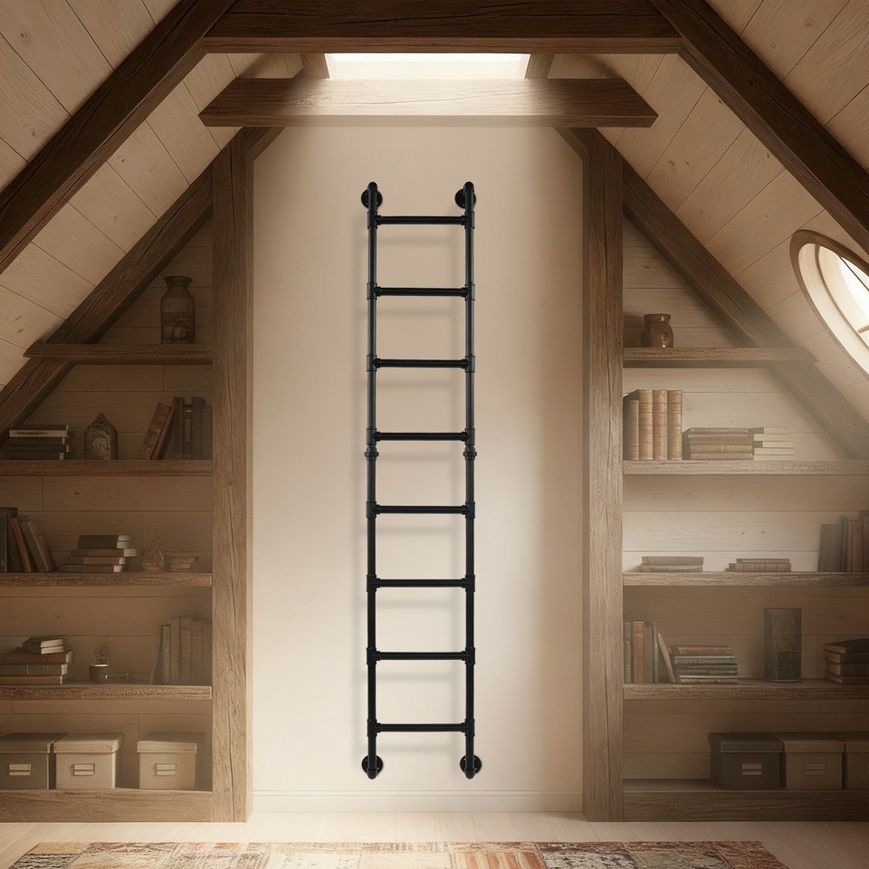 8 Steps Attic Stairs Alloy Wall Mounted Attic Ladder Wall-Mounted Stair ...
